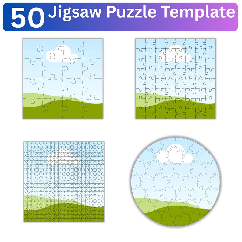 50 Jigsaw Puzzle Canva Templates, Editable Frames (digital Download) - Etsy