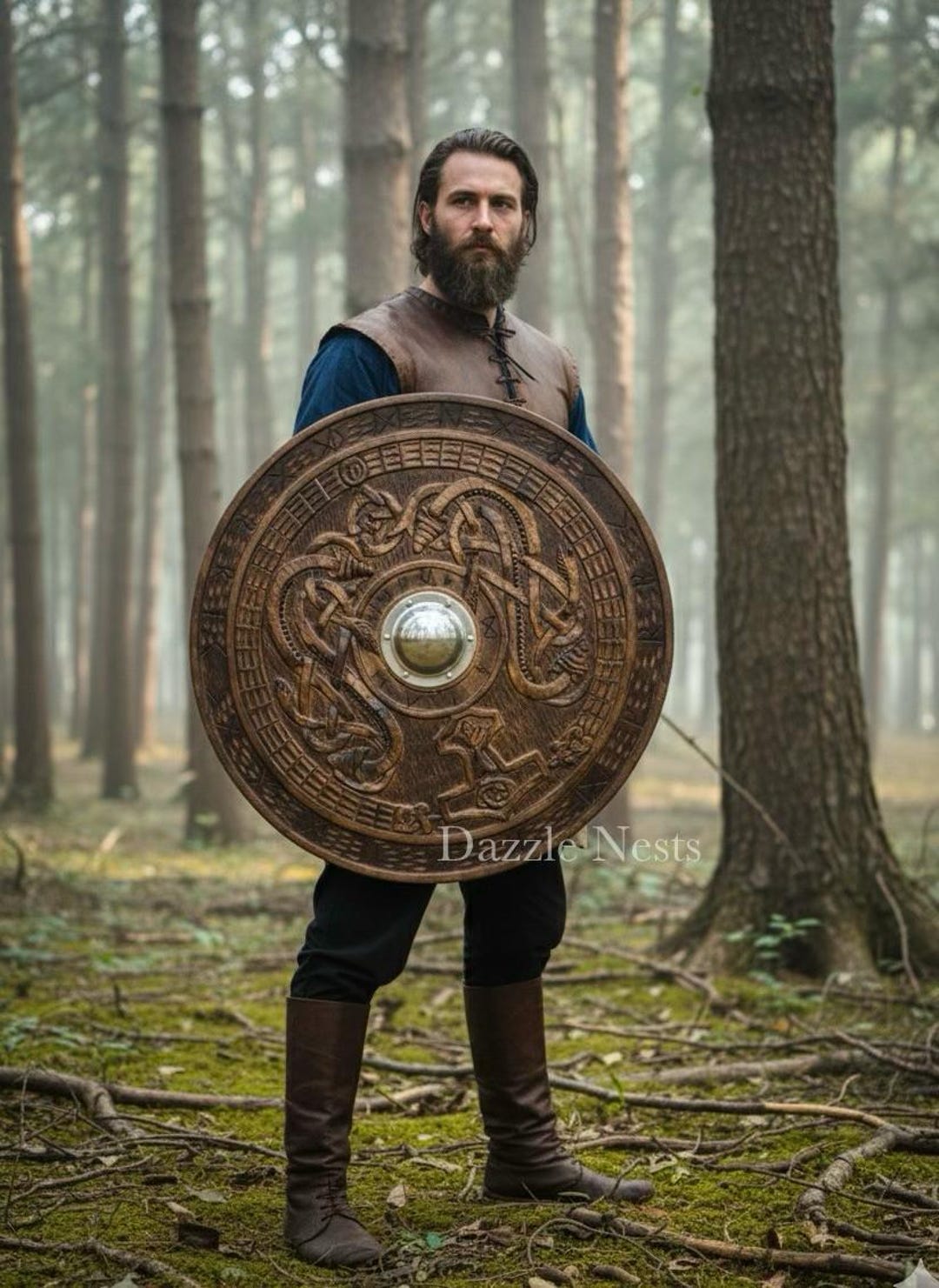Handcrafted Norse Shield | Hand Carved Shield | Viking Warrior Shield ...