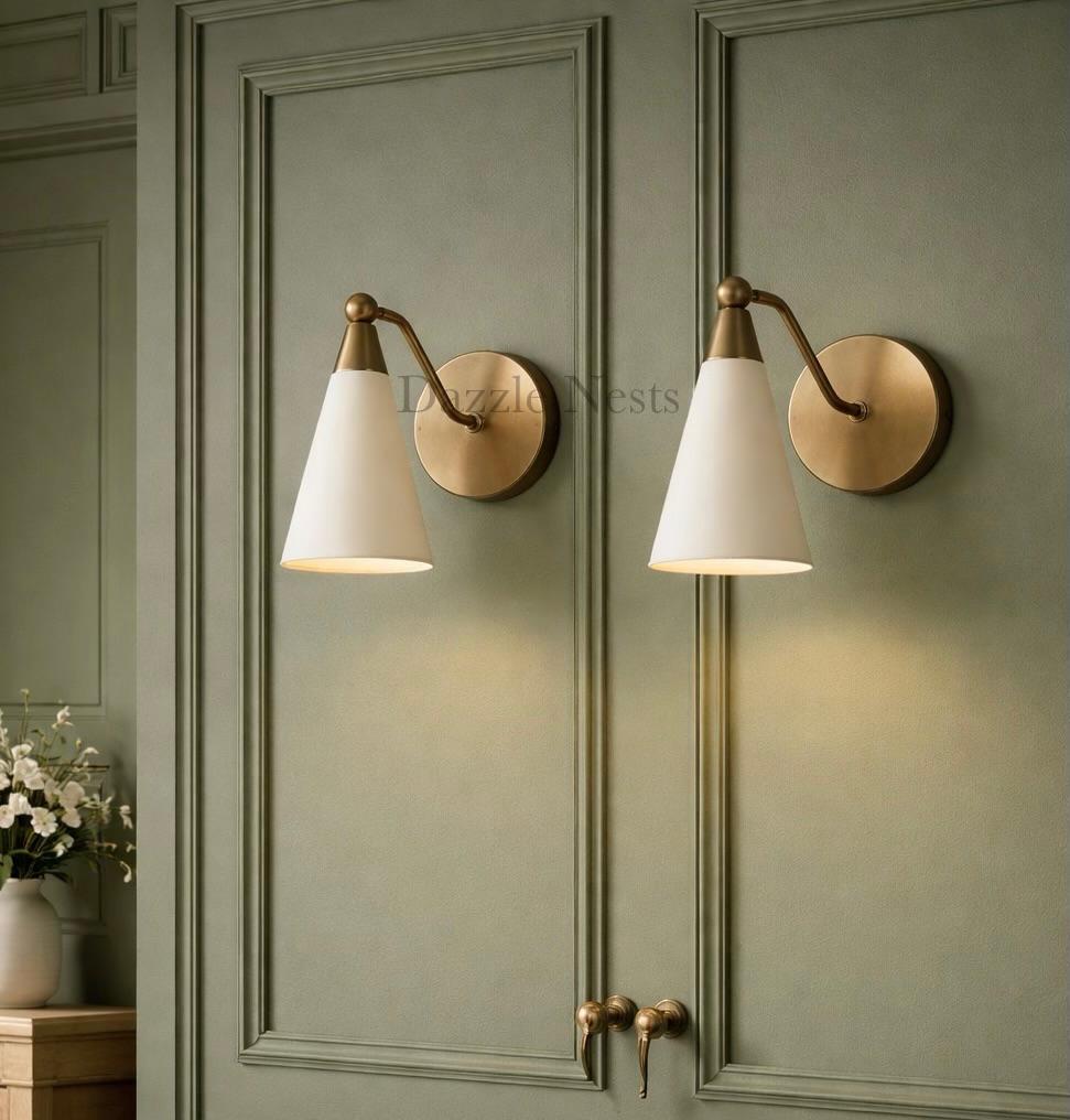Luxury Modern Wall Sconce Light , Mid Century Solid Brass Wall Fixture ...