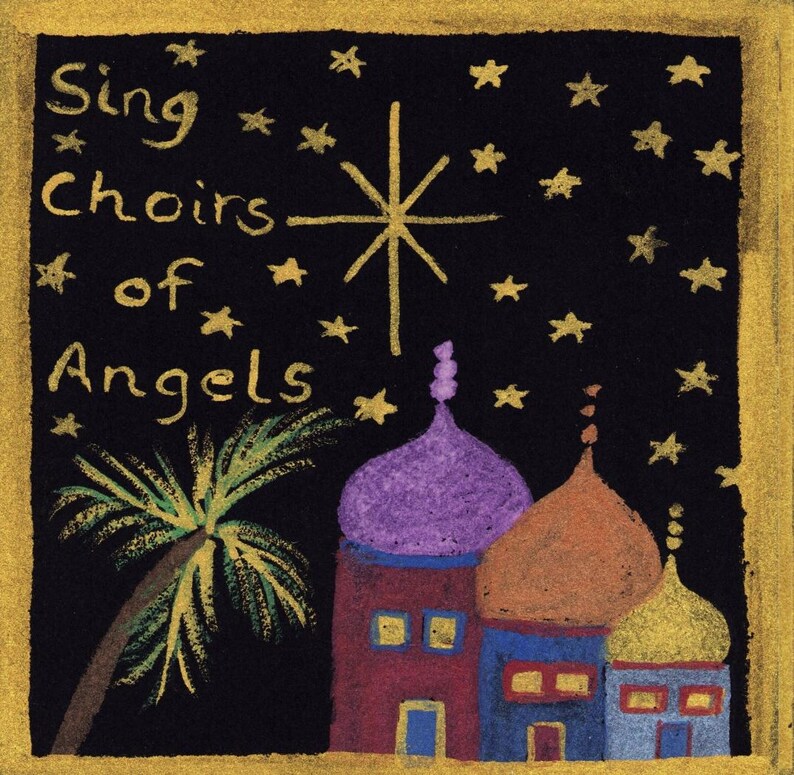 Black Holiday Card "sing Choirs of Angels" - Etsy