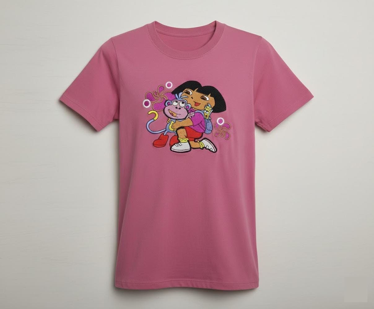 Dora Cartoon Girl & Monkey Embroidery Design | Kid's Apparel (digital ...