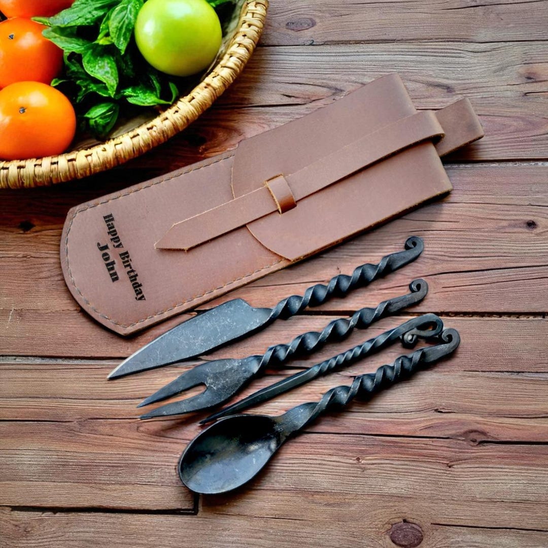 Handmade Unique Personalized Hand Forged Cutlery Set With Genuine ...