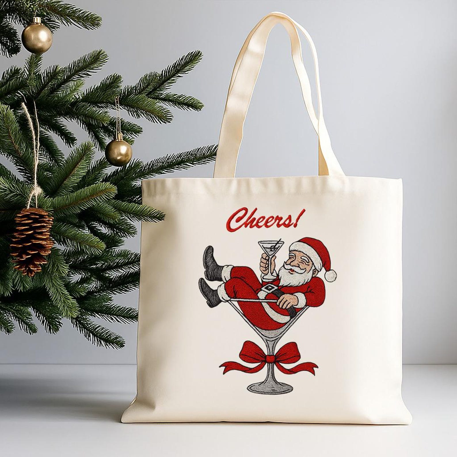 Retro Santa in A Martini Christmas Embroidery Design, Instant Download ...