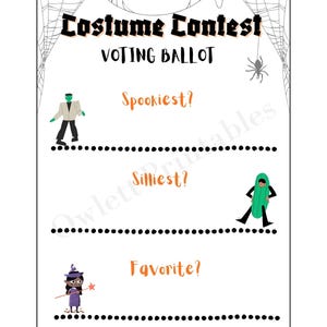 Halloween Costume Contest Voting Cards and Score Sheet - Etsy