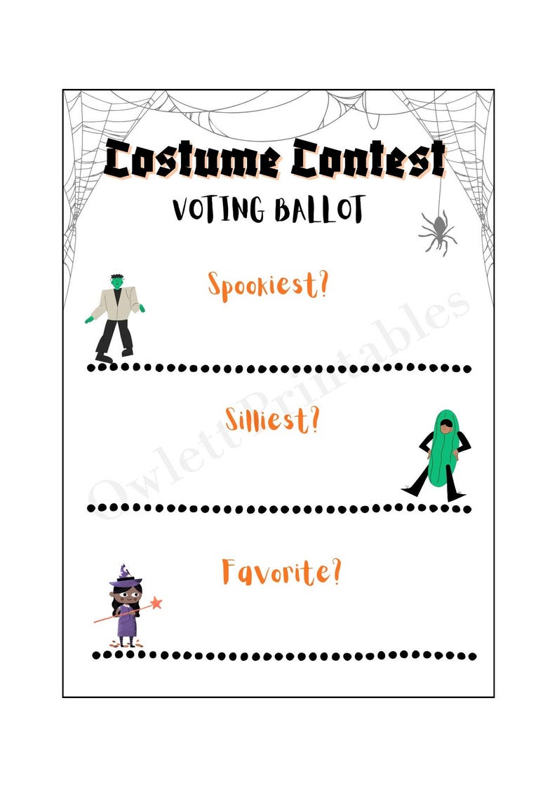 Halloween Costume Contest Voting Cards and Score Sheet - Etsy