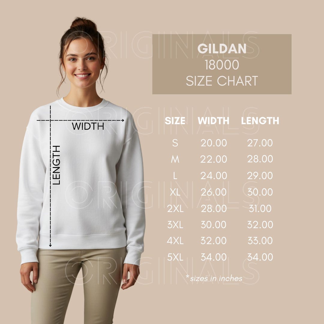 Gildan 18000 Size Chart, 18000 Size Chart, Gildan 18000 - Sizing Chart ...