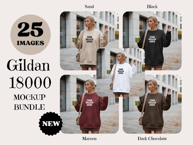 25 Gildan 18000 Sweatshirt Mockup Bundle: Autumn Colors (digital ...