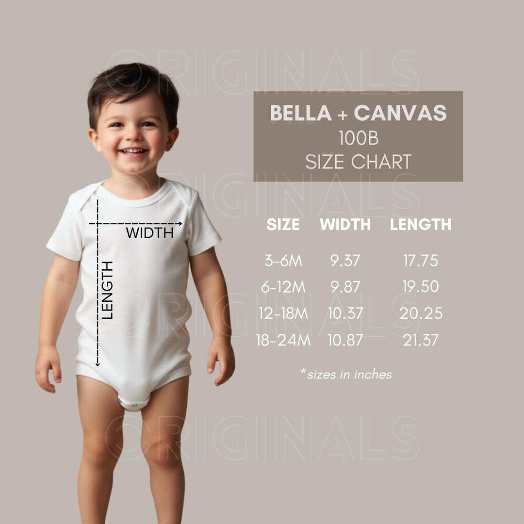 Bella Canvas Size Chart - 100B, Size Chart, Rabbit Skins, Sizing Chart ...