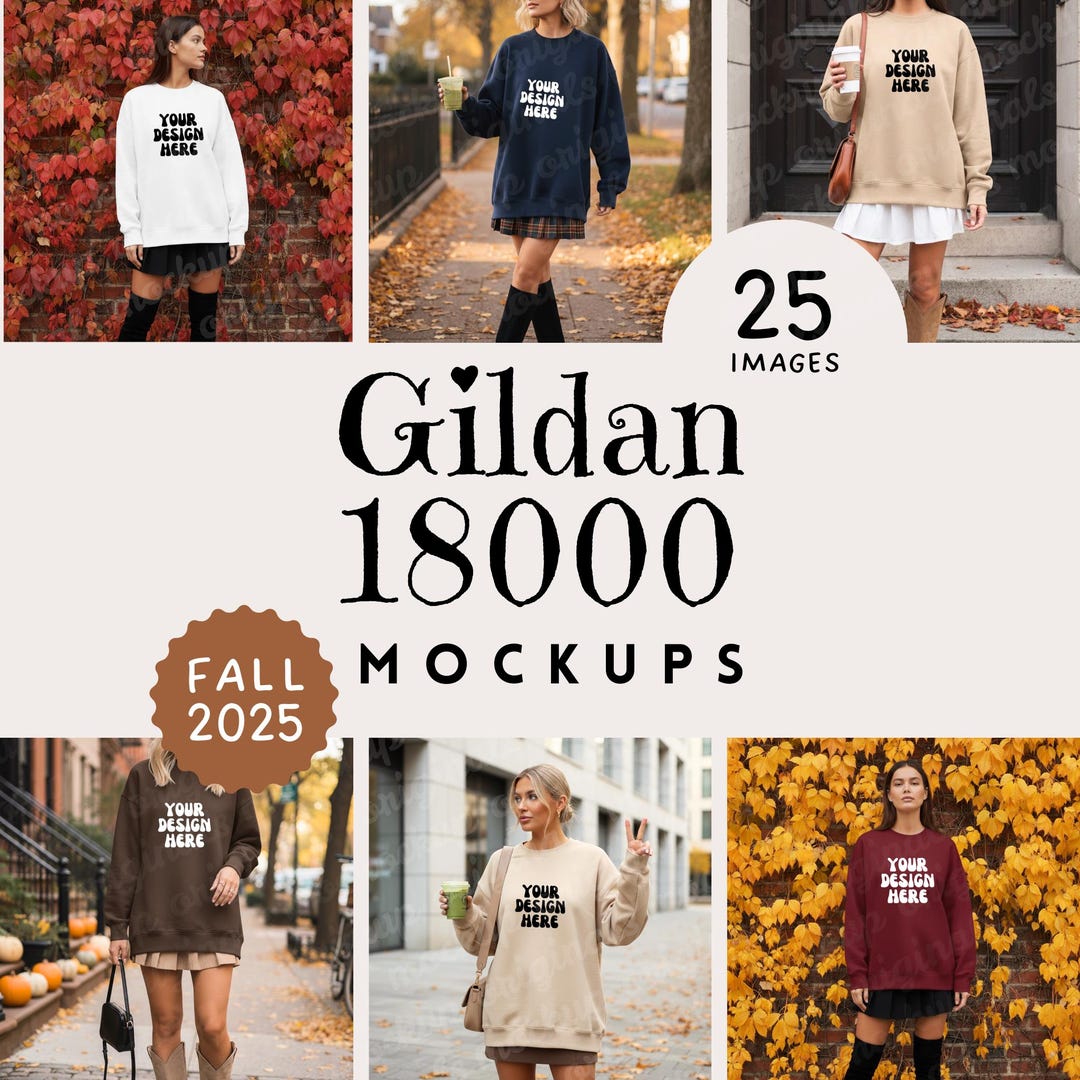 25 Gildan 18000 Sweatshirt Mockup Bundle: Autumn Colors (digital ...