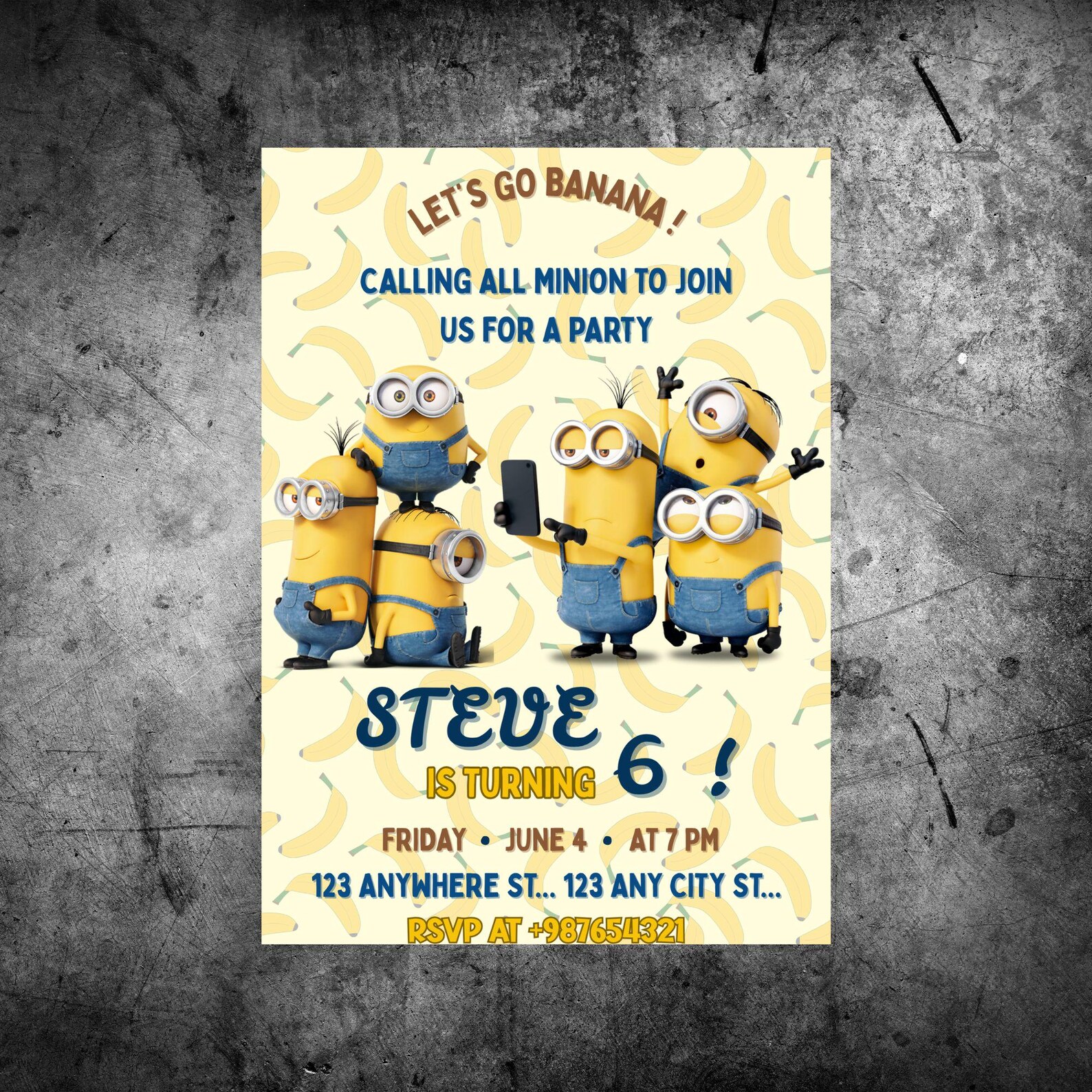 Editable Minion Birthday Invitation Template: Kids Party Invite ...