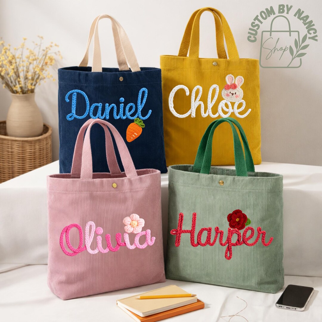 Personalized Name Tote Handbag, Back to School Tote, Custom Name Tote ...