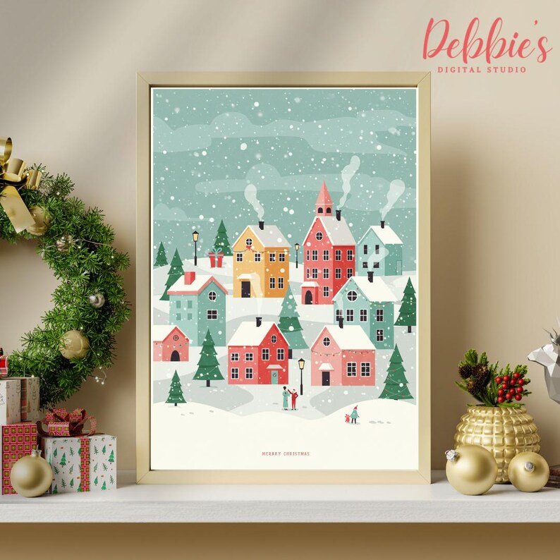 Retro Christmas Posters – Vintage Holiday Wall Art Set, Mid Century ...