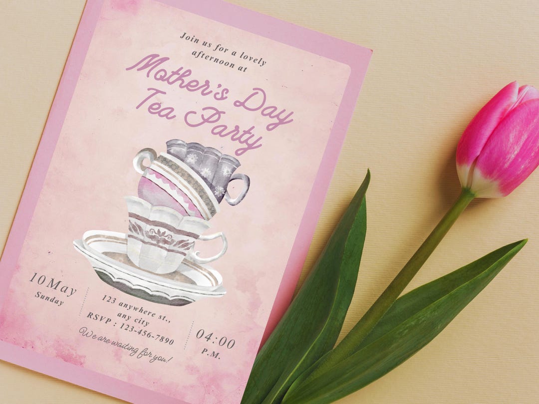 Mother’s Day Tea Party Invitation, Editable Canva Invite, Floral Tea ...