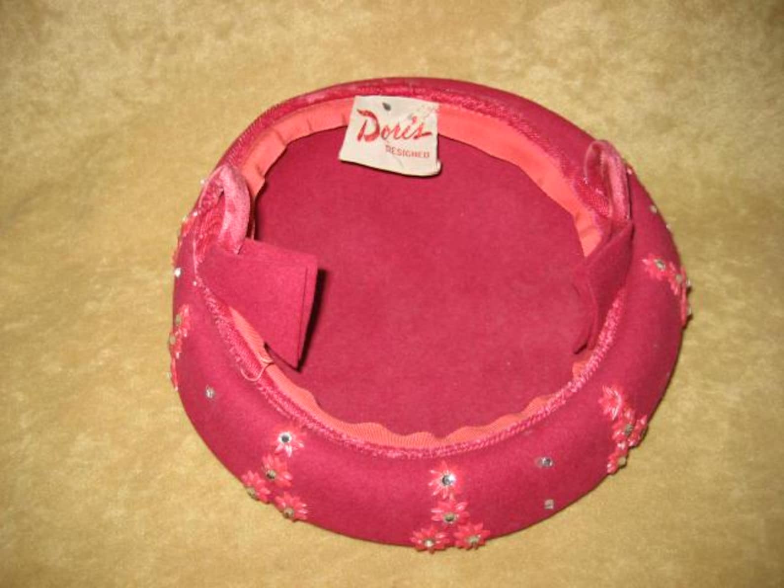 Vintage 50s Doris Hat Top of Head Raspberry Pink - Etsy