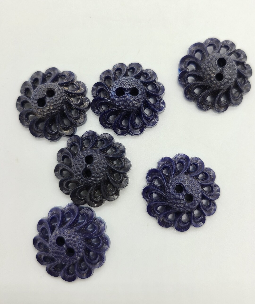 6 Navy Vintage Buttons - Etsy