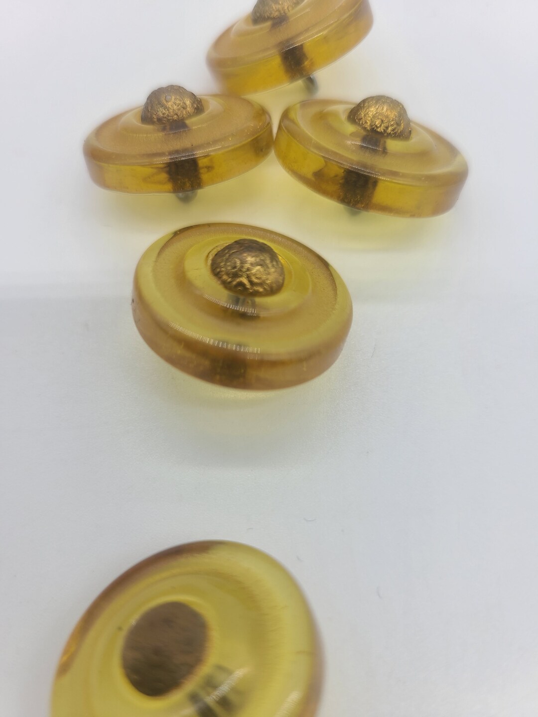 5 Mustard and Brass Vintage Buttons - Etsy
