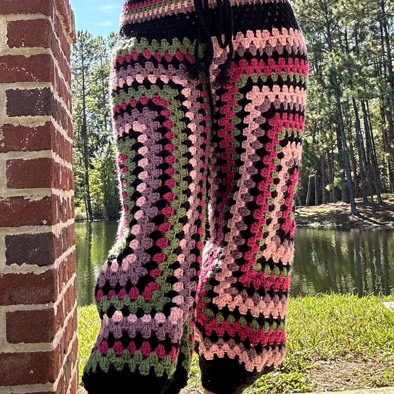Blue Black Crochet Pants - Etsy UK