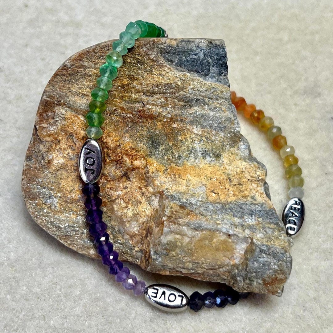 Multiple Gemstones, Rhodium-plated Message Beads & Sterling Silver ...
