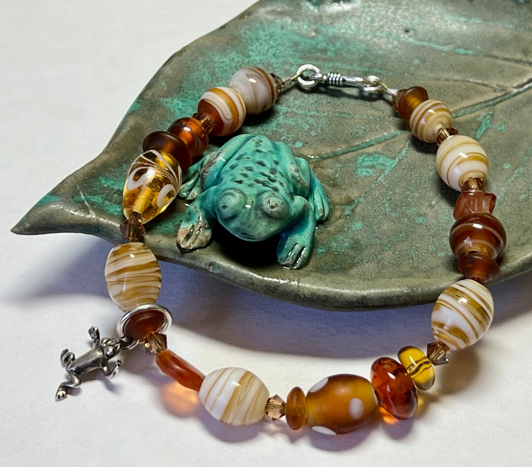 Fancy Glass, Crystal & Sterling Silver Frog Charm Bracelet: CHARITY ...
