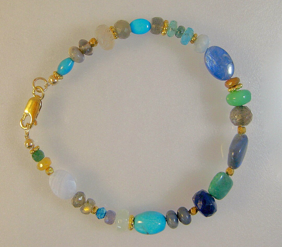 Multi-gem Sparkling Green and Blue Bracelet: Charity Donation - Etsy