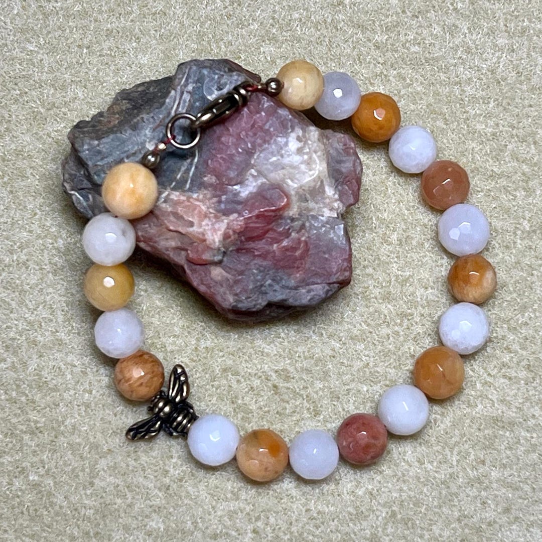 Honey Jade, Brass Bee and Gold-plate Bracelet: CHARITY DONATION - Etsy