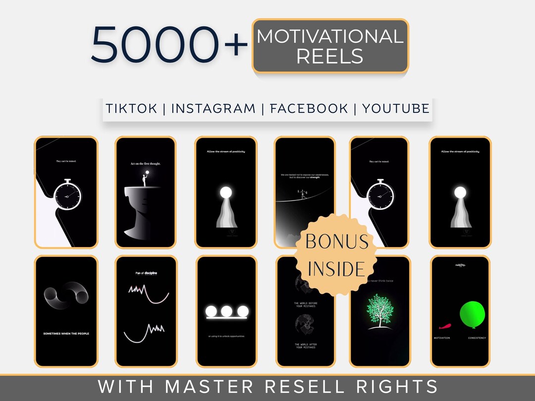 5000+ Inspirational Motivational Reels Bundle, PLR, MRR, Tiktok ...