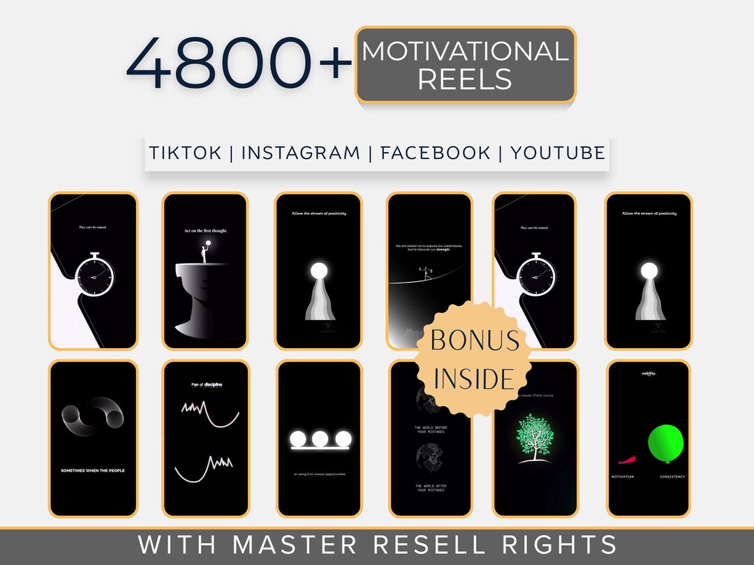 4800+ MRR Media Growth Pack, Inspirational Motivational Reels Bundle ...