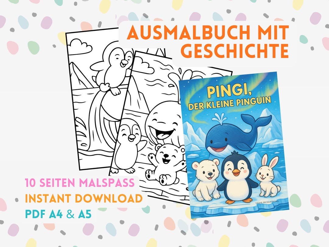 Pingi – the Little Penguin: Digital Coloring Book With a Story for ...