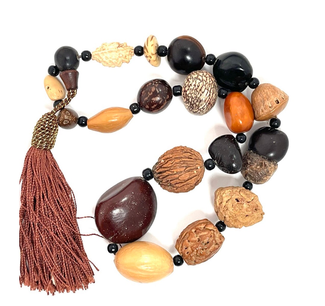 Natural Wood Multicolor Tree Seed Beads, Mixed Lot, Boho Tribal Beads ...