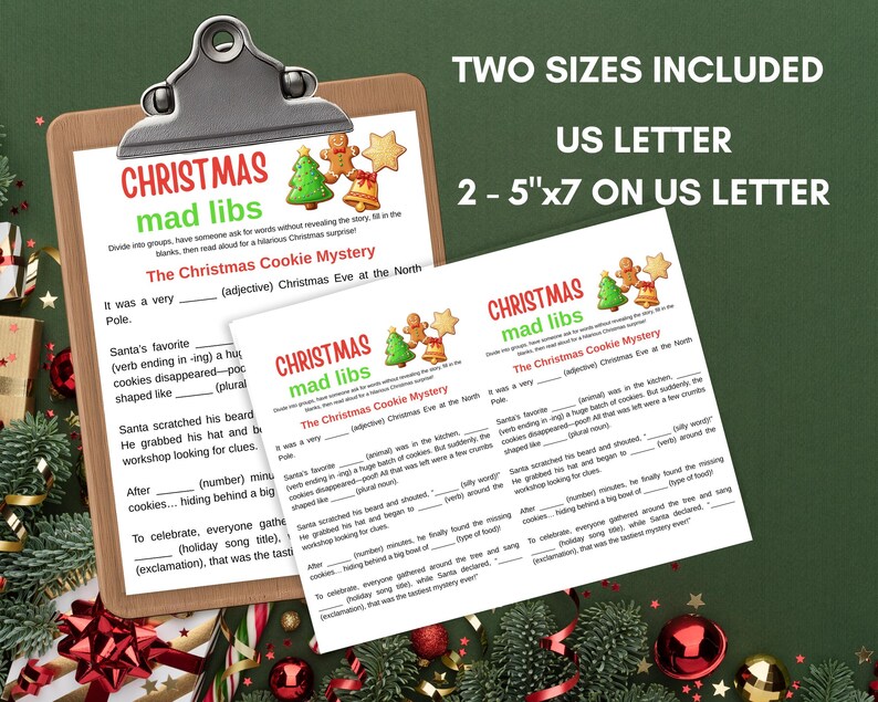 Christmas Mad Libs for Kids Printable PDF | Funny Family Holiday Game ...