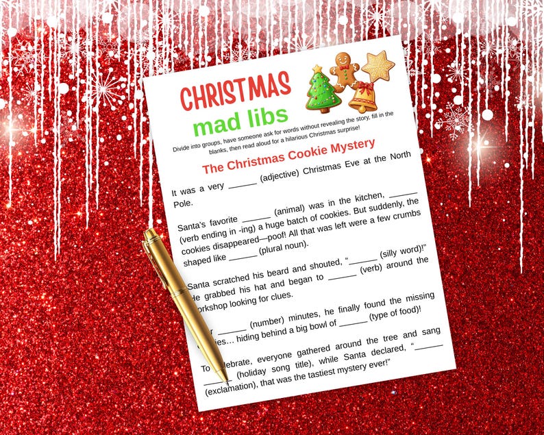 Christmas Mad Libs for Kids Printable PDF | Funny Family Holiday Game ...