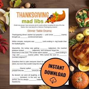 Thanksgiving Mad Libs for Adults Printable PDF | Funny Family Holiday ...