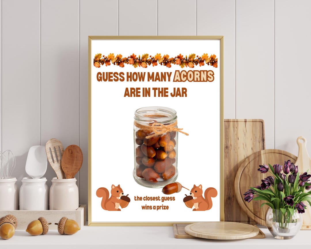 Guess How Many Acorns Game | Thanksgiving Family Activity | Fall Party ...