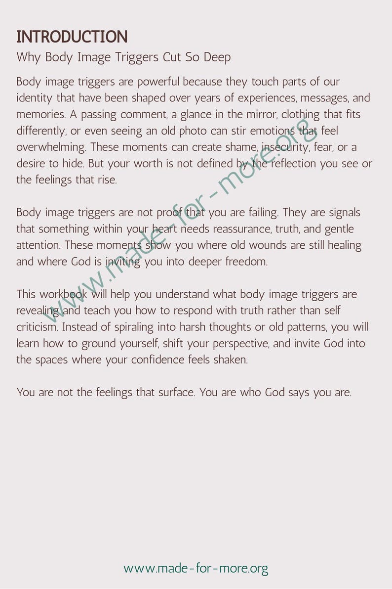 Body Image Triggers Christian Food Freedom Mini Workbook - Etsy