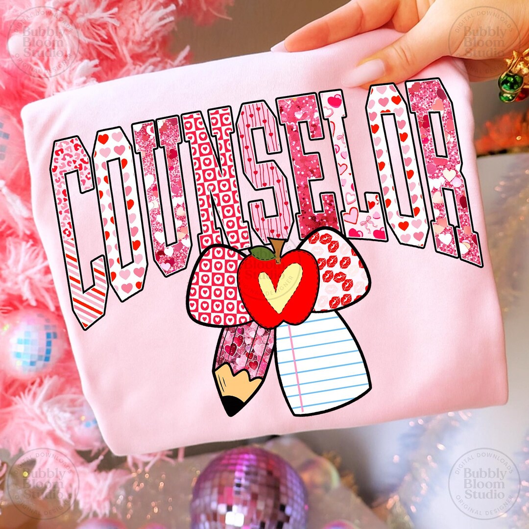 School Counselor Valentine PNG, Counselor Heart Bow Appreciation Design ...