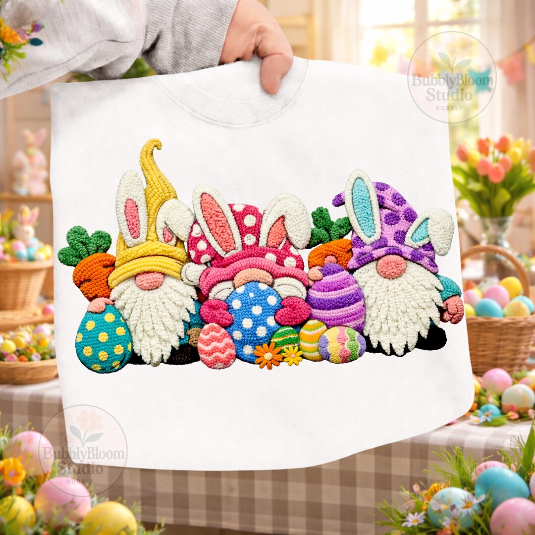 Easter Gnome PNG With Bunny Ears | Cute Spring Gnome Easter Design ...