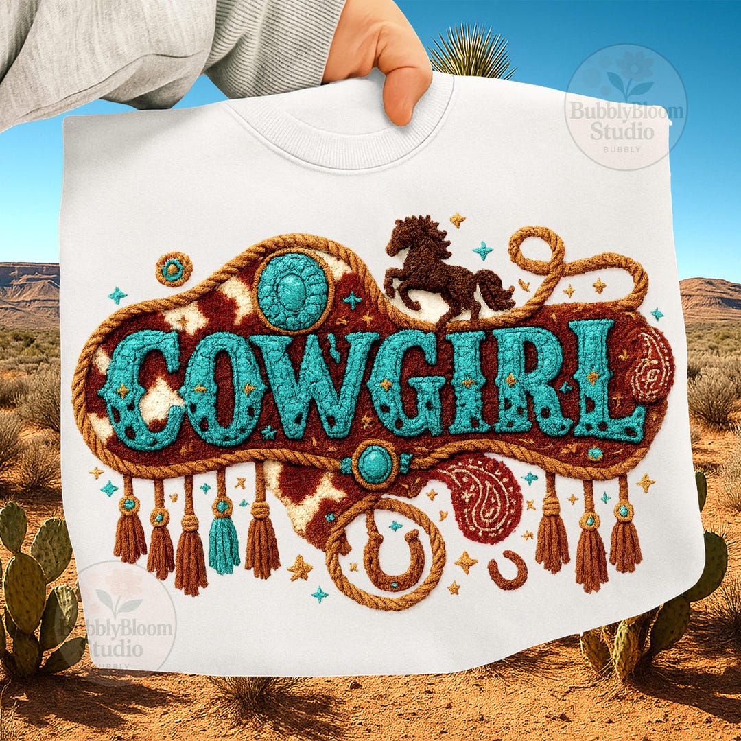 Cowgirl PNG Western Crochet Design, Turquoise Tooled Leather Rodeo Belt ...