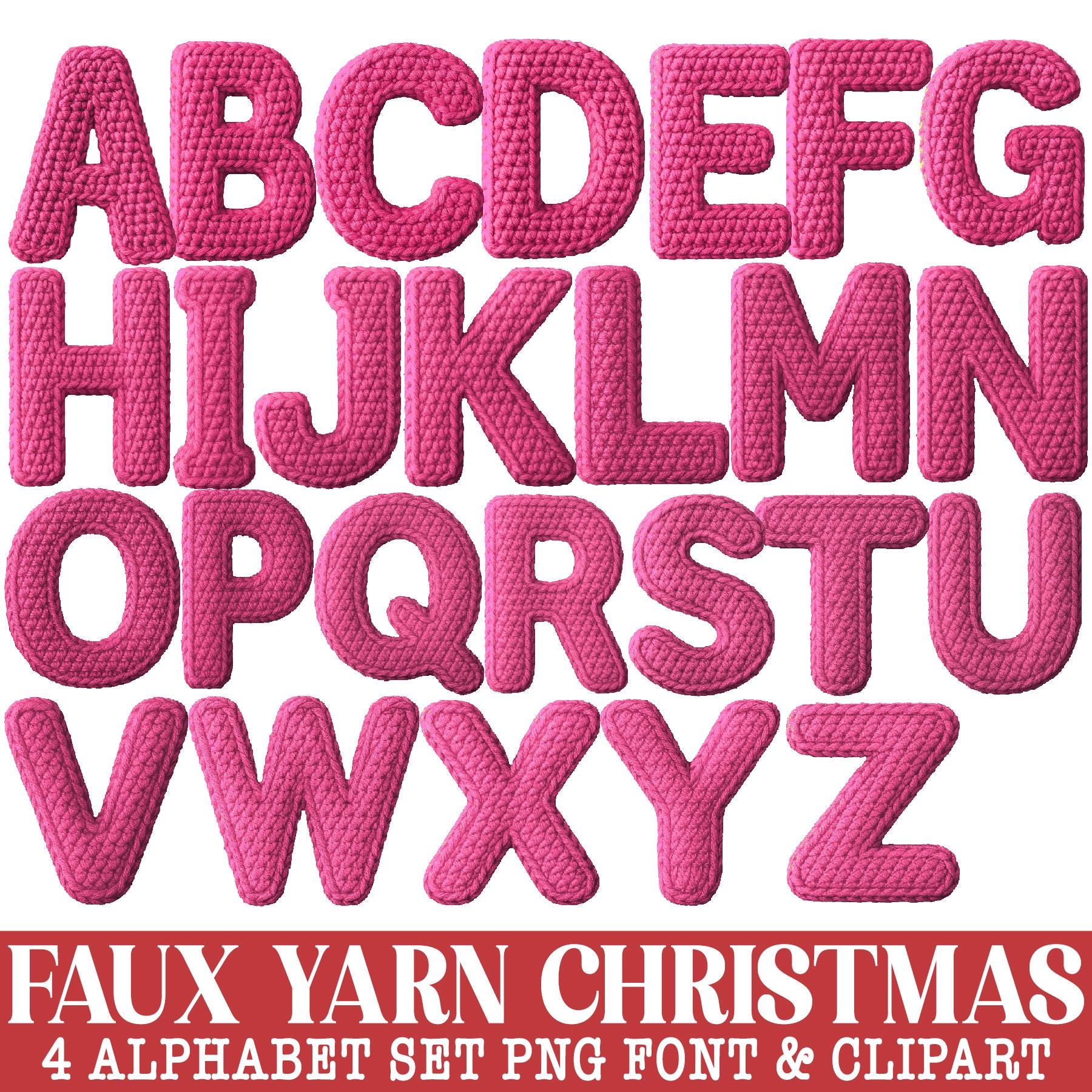 Coquette Faux Yarn Alphabet PNG | Cute Chunky Crochet Letters A-Z, Knit ...