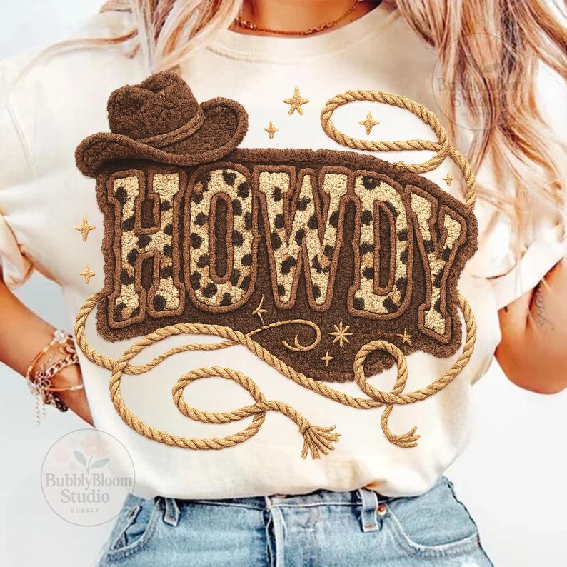 Howdy Western PNG, Leopard Cowboy Rope Lettering, Rustic Country ...
