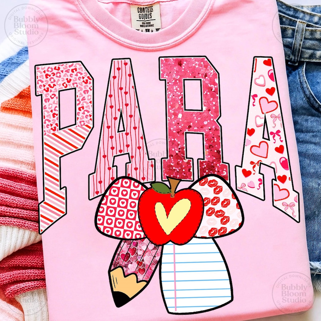 Para Valentine PNG, Paraprofessional Heart Bow Teacher Appreciation ...