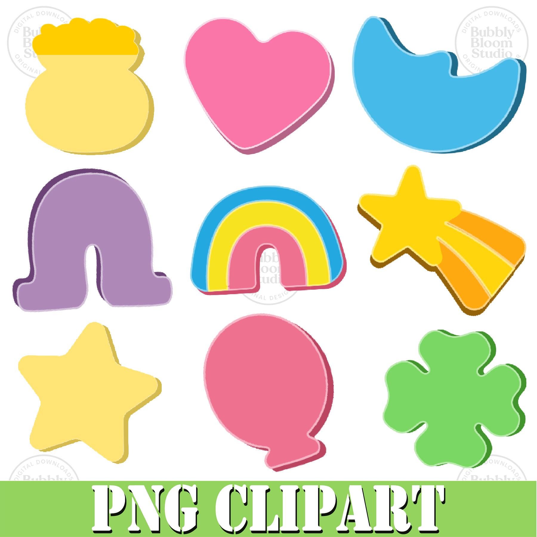 Retro Pastel Shape Clipart PNG Bundle, Y2K Basic Shapes Digital ...