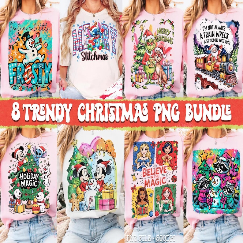 Retro Christmas Mega Bundle, Preppy Christmas Png Bundle, Christmas ...