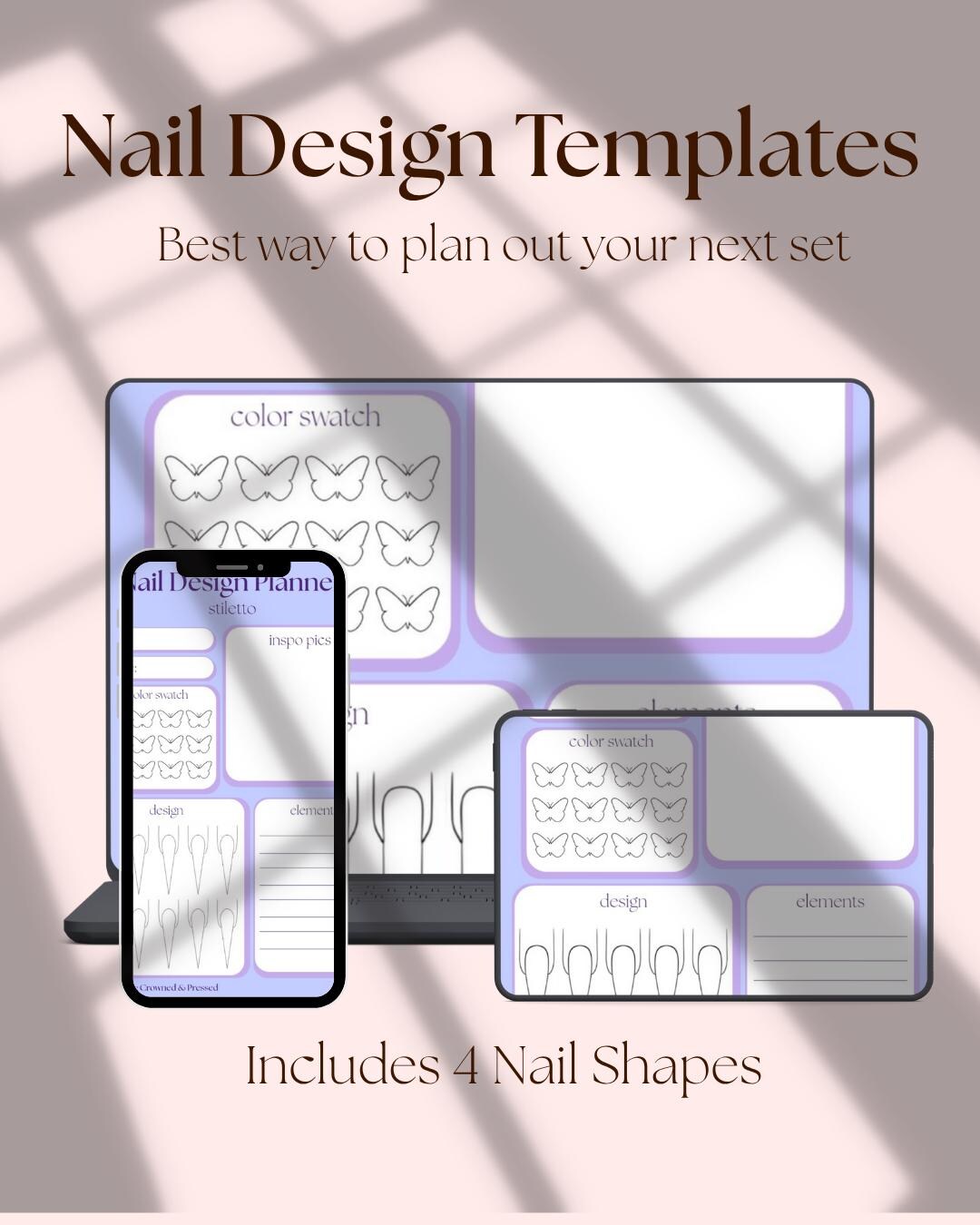 Nail Design Planner: Digital Templates With 4 Nail Shapes - Etsy