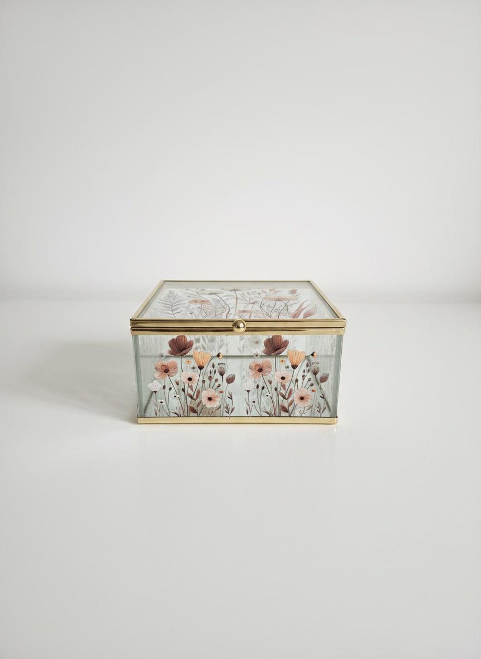 Floral Glass Keepsake Box - Etsy