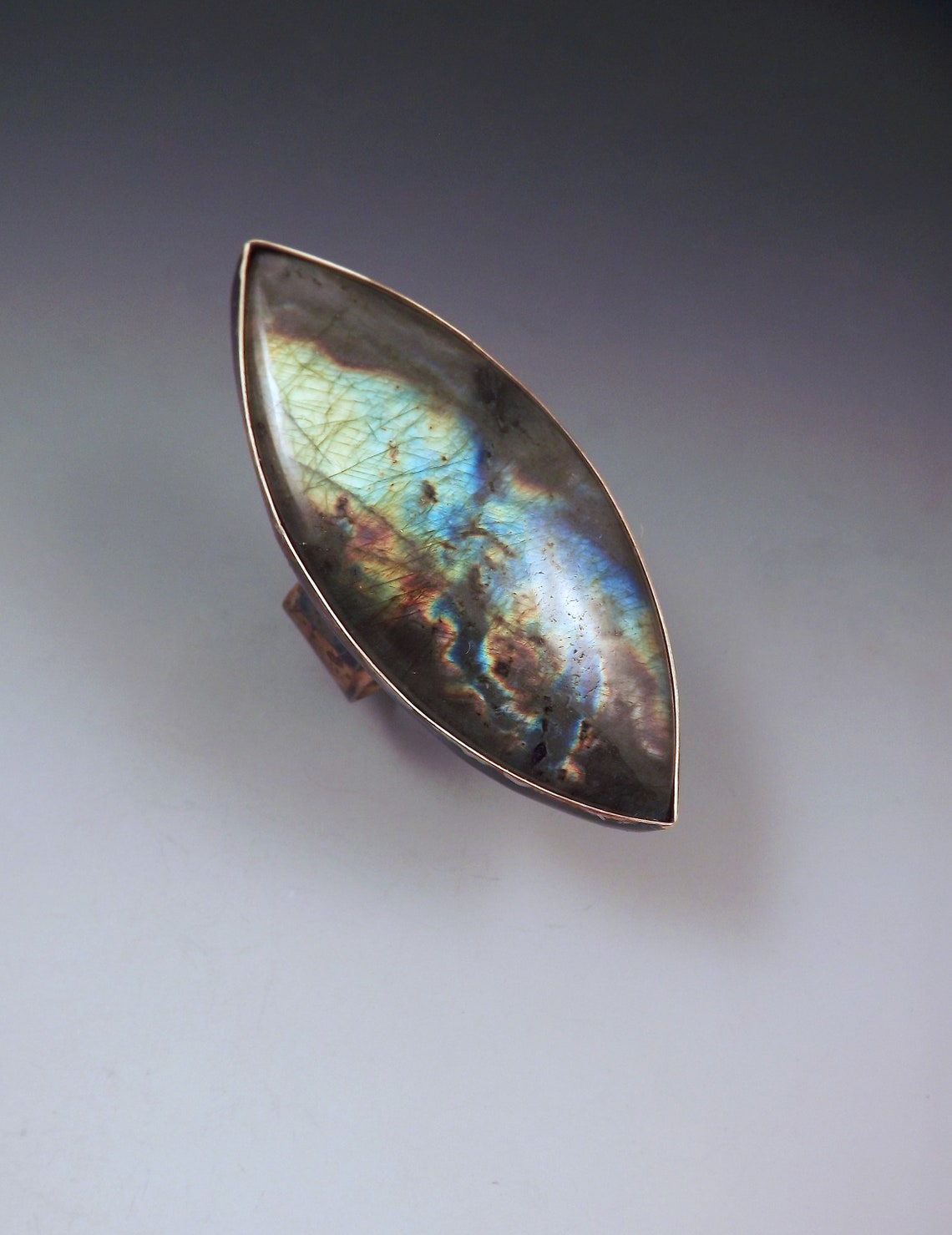 Labradorite Ring INCREDIBLE Spectrolite Rainbow Patina | Etsy