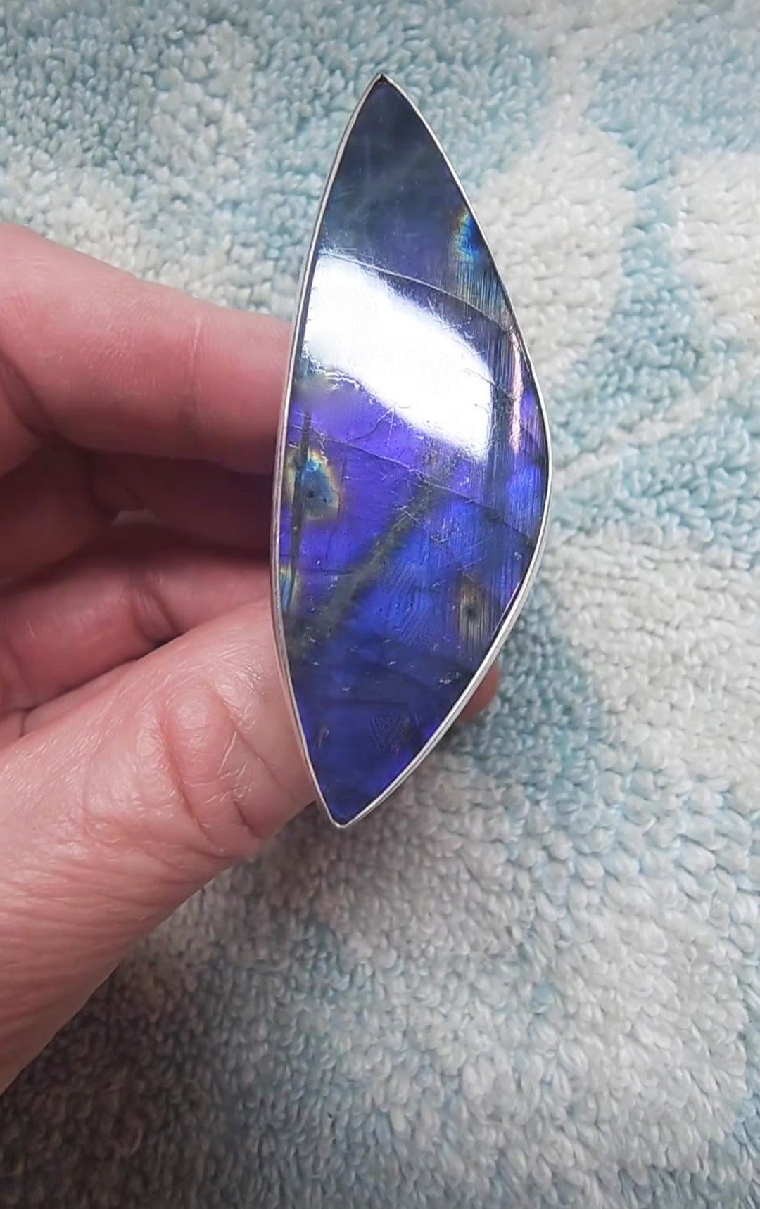 Purple Labradorite Ring- Hammered Sterling Silver- One of a Kind ...