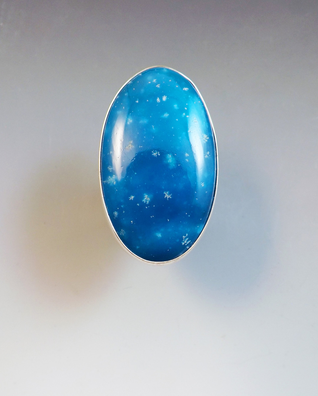 Hemimorphite Ring Stunning Blue Hammered Sterling Silver Silver ...