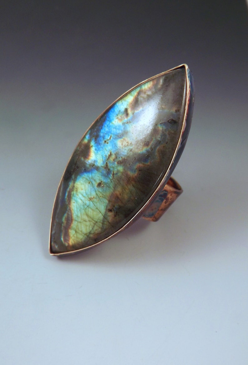 Labradorite Ring INCREDIBLE Spectrolite Rainbow Patina | Etsy