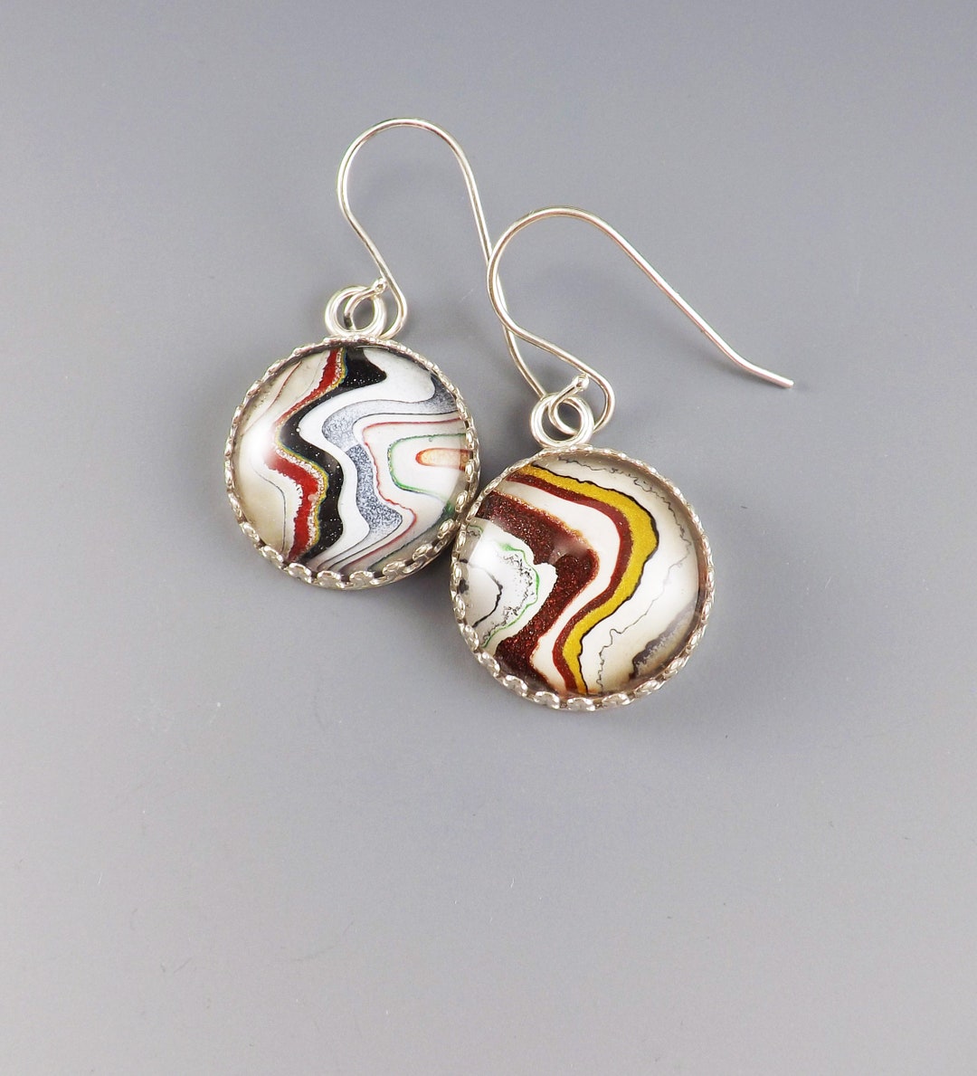Fordite Earrings Detroit Agate Michigan Made Sterling - Etsy