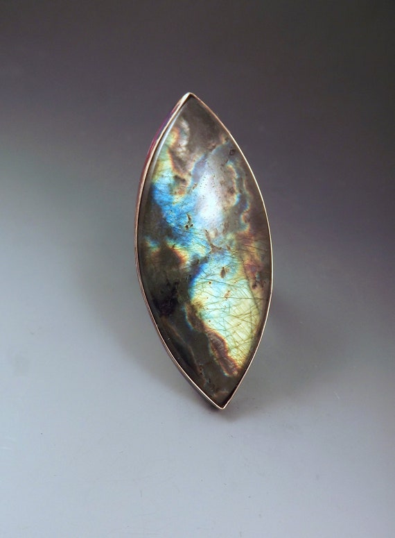 Labradorite Ring INCREDIBLE Spectrolite Rainbow Patina | Etsy